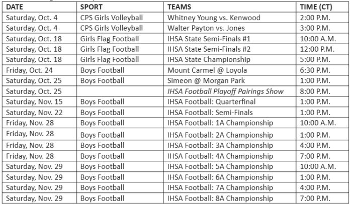 Illinois Football Spotlight: WCIU to Air IHSA Playoffs and Girls Flag ...